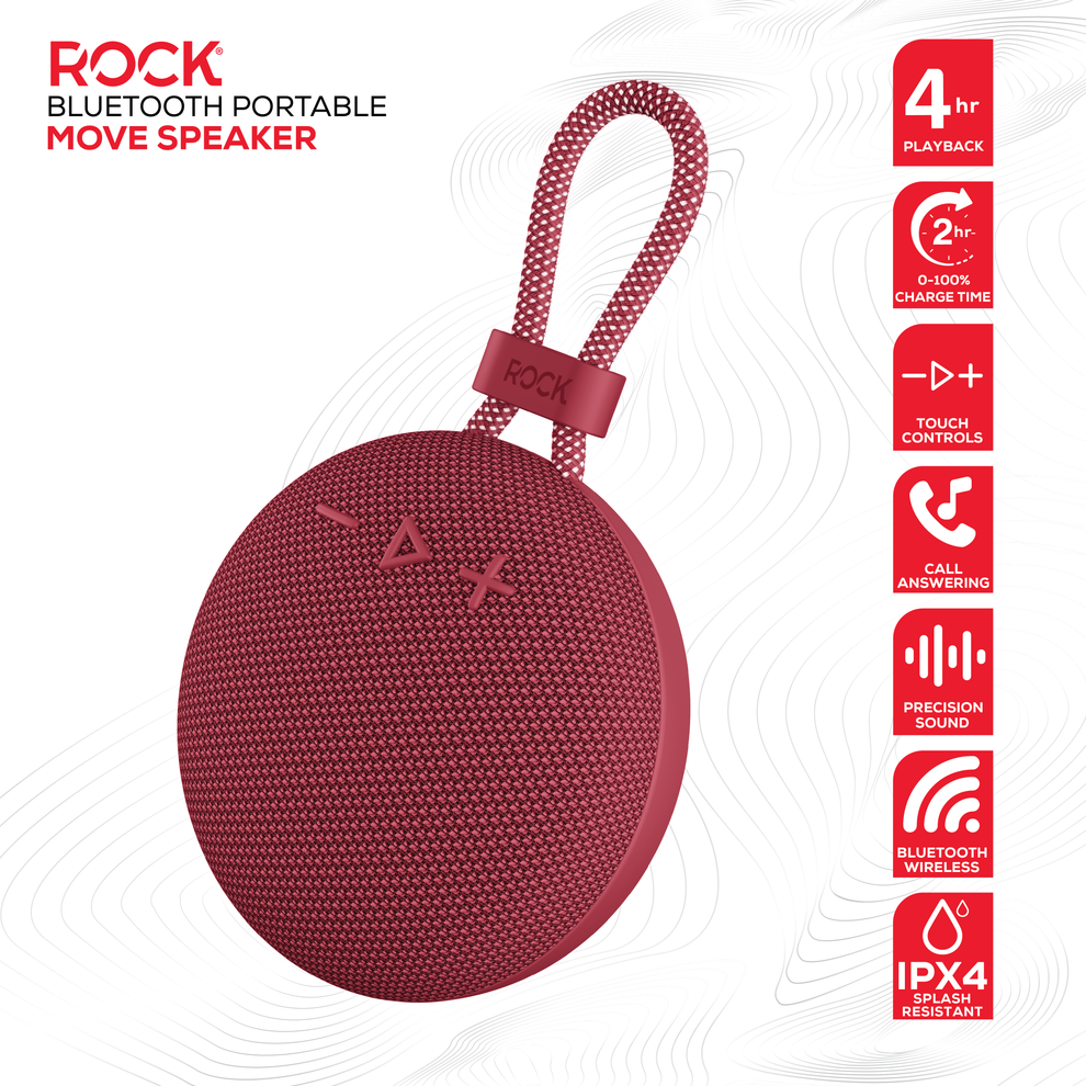 Rock Move Portable Bluetooth Speaker Red – Rock Audio